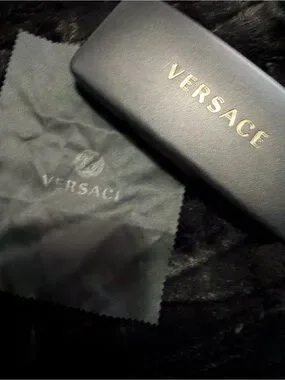 Versace | Accessories | Versace Black Rectangular Sunglasses With Gold ...